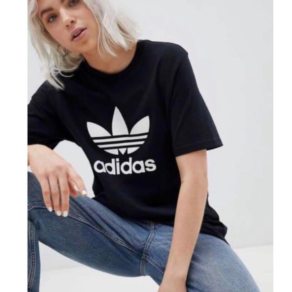 adidas | Tops | Adidas Original Womens Black White Crew Neck Pull Over ...